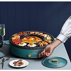 Lp Living Plus 2 in 1 Electric Grill and Hot Pot Combo, Dual Temperature, Indoor Non-Stick Griddle for Korean BBQ, Shabu Shabu and Noodles