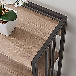 Leick Home 70008-WOGM Mixed Metal and Wood Slatted Bookshelf, White Oak/Gunmetal Gray