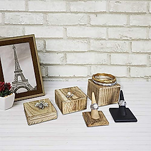 MOOCA Wooden 3 Pcs Square Risers for Display Jewelry and Accessories Display Stand, Wooden Risers for Display, Wood Display Stand Wooden Display Risers, Oak Color