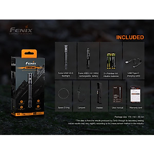 Fenix LD22 V2 800 Lumen Slim LED Tactical Flashlight, Rechargeable Battery, 2 X AA Batteries with EdisonBright Charging Adapter