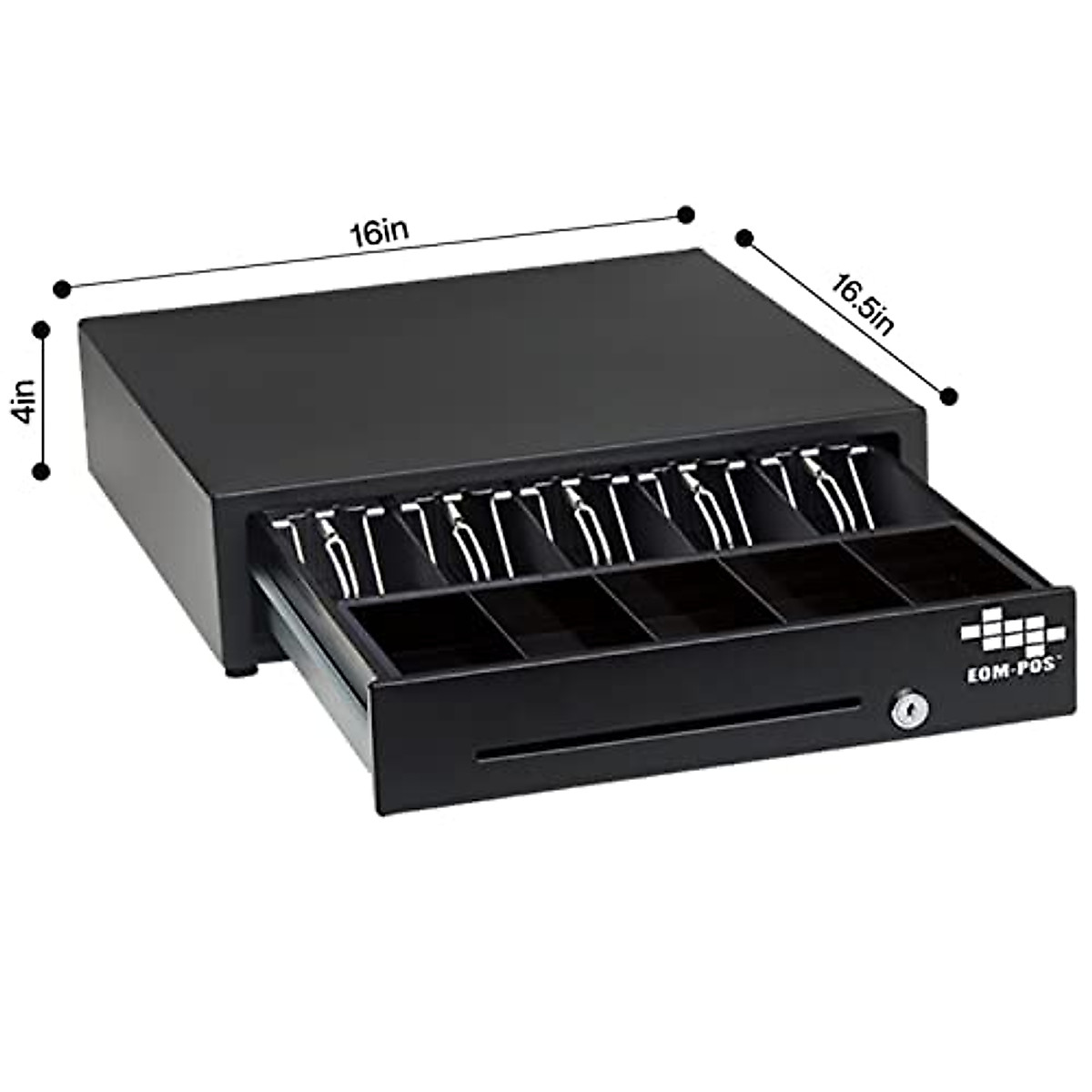 EOM-POS Cash Register Money Drawer. Compatible with Square [Receipt Printer Required]. Includes Built in Cable to Connect to Receipt Printer. (Printer Driven)