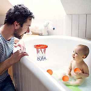 SEISSO Bathtub Bath Toys, Basketball Hoop & 3 Balls Playset for Boys Girls, Suctions Cups Basketball Hoops Toy for Kids & Toddlers, Shooting Game