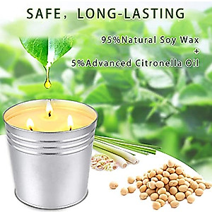 Citronella Candles Outdoor Large Patio Candle, Outside 3 Wick Bucket Candle 100 Hour Burning for Table Backyard Camping Indoor, Soy Wax Scented Candle Gift for Women Wedding, 2 Pack 17OZ