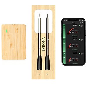 Meat Thermometer Wireless, BVRONA 300FT Bluetooth Meat Thermometer for Grilling and Smoking, IP67 Waterproof ，Dishwasher Safe for BBQ Oven Grill Smoker Cooking Gifts for Men Women