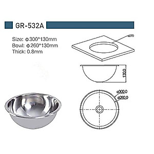 JZ RV Caravan Camper Boat SS Round Hand Wash Basin Sink￠300150mm GR-532A