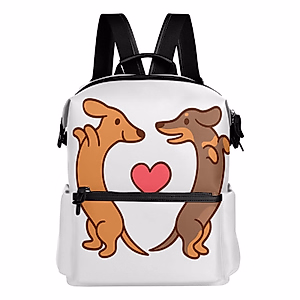 ALAZA Dachshund Love Heart Casual Backpack Lightweight Travel Daypack Bag