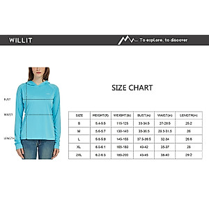 Willit Women's UPF 50+ Sun Protection Hoodie SPF Shirt long sleeve Hiking Fishing Outdoor Shirt Lightweight Hoodie Slubby Light Blue M