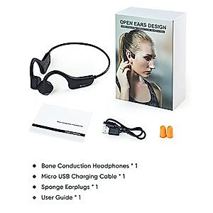 SAMVEK Wireless Headphones, Bone Conduction Bluetooth Headphones, IP65 Waterproof Open Ear Headset, Built-in Mic, Sweatproof Earbuds, Sport Earphones for Cycling, Workouts, Hiking