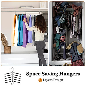 Lomrsiul Clothes Hangers Space Saving Shirt Hangers - Non Slip Multiple Shirt Organizer for Closet with Foam Padded for T-Shirt Short Skirt Sweatshirt Hoodie Closet Organizers and Storage 2 Pack