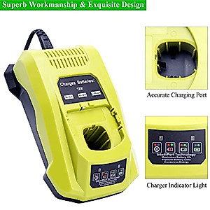 Lasica Compatible with Ryobi P117 One+ Battery Charger, Replacement for Ryobi 12V-18V ONE+ Plus Cordless Power Tool Battery Charger