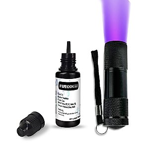 EDSRDXS UV Bonding & Welding Glue Kit UV Super Bonding Glue with 3W UV Light Quick-Drying & Waterproof Liquid Plastic Welding Kit for Plastic, Glass, Metal 0.35oz (10ml)