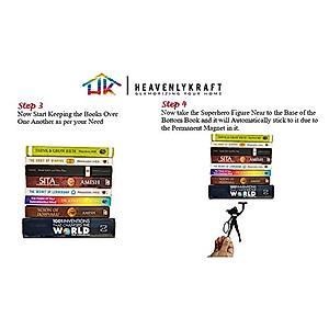 HeavenlyKraft Wall Mounted Metal Bookshelf Floating Bookshelf Supported by Superheros Invisible Bookshelf Metal Shelf Superhero Decoration Shelf Childrens Room Décor Model No. HK_251