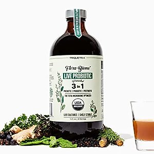 Flora Biome - Live Probiotic, Prebiotic & Postbiotic – Organic, Fermented Live-Culture – 10 Probiotic Strains, 19 Fermented Herbs, 50 Billion CFU - Complete Gut Health & Microbiome Optimizer (16 oz)