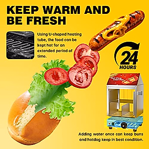 WantJoin Hot Dog Steamer, 2 Tiers Electric Hot Dog Steamer with Bun Warmer 27 L/24.52 QT, Visuable Glass Slide Doors Suit for 175 Hot Dogs and 40 Buns