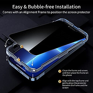 UNBREAKcable Privacy Screen Protector for iPhone 14 / iPhone 13/13 Pro [2-Pack], Shatterproof Tempered Glass [True 28°Anti-Spy ] [Easy Installation Frame] [9H Hardness] [Bubble Free] for Apple 6.1''