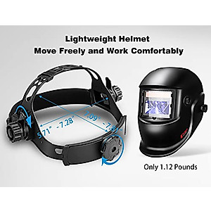 Kuject Auto Darkening Welding Helmet with Welding Gloves, True Color Solar/Battery Powered Welding Hood, Welding Mask With Wide Shade 4/9-13 for MMA TIG MIG MAG Arc Welder Mask