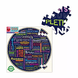 eeBoo: Piece and Love 500 100 Great Words Piece Round Circle Jigsaw Puzzle, Puzzle for Adults and Families, Glossy, Sturdy Pieces and Minimal Puzzle Dust