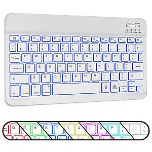 OMOTON Bluetooth Keyboard, Wireless Rechargeable Keyboard for iPad, iPad Pro, iPad Mini, iPad Air with Illuminated LED (White)