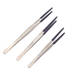 DDP TWEEZERS STEAM & ULTRASONIC CLEANING PLASTIC COATED TIPS SET OF 3PCS 8" 10" 12"