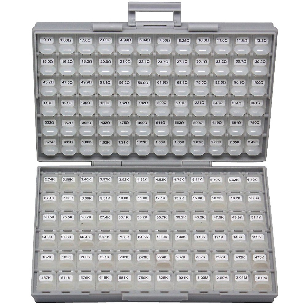 AideTek 0402 Size Surface Mount Resistor 144 Values, 100pc/value 1% Sample Resistor Kit Distributed in Box-All Enclosure E96 Serial 0ohm to 1mohm Designer Kit