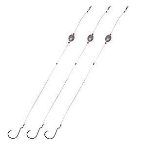 Tooth Shield Tackle 3 Pack Premium Fluorocarbon Grouper Bottom Rigs Saltwater Fishing Rigs Hooks Flounder Snapper Inlet Ready Rig (Hook: #8 - 3 oz. Weight)