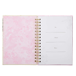 Large Hardcover Journal, Be Still and Know – Psalm 46:10, Pink & Red Daisy Inspirational Wire Bound Spiral Notebook w/192 Lined Pages, 6” x 8.25”