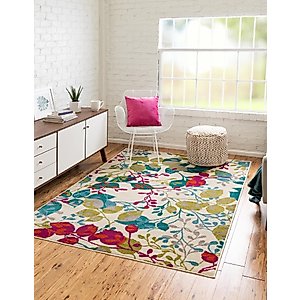 Rugs.com Azalea Collection Rug – 8' x 10' Ivory Medium Rug Perfect for Living Rooms, Large Dining Rooms, Open Floorplans