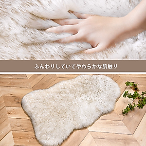 Phantoscope Fluffy Soft Faux Fox Fur Area Rugs for Bedroom Livingroom Kids Room Decor, Shaggy Fur Rugs Anti-Skid, White Brown, 2 x 3 Feet