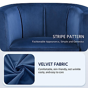 Yaheetech Velvet Accent Chair, Modern and Comfortable Armchairs, Upholstered Barrel Sofa Chair for Living Room Bedroom Waiting Room, Set of 2, Blue