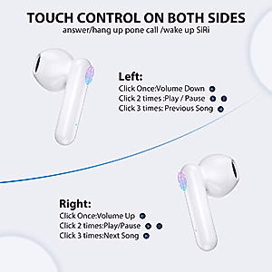 Wireless Earbuds for iPhone 14 Pro Max,Bluetooth Earbuds with Volume Control Microphone Touch Control HiFi Stereo Wireless Earphone for Oneplus 11 10T Pixel 7 Pro Galaxy S23 S22 Ultra S21 S20 Fe