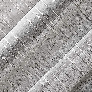 Clean Window Textured Slub Stripe Anti-Dust Allergy/Pet Friendly Sheer Curtain Panel, 52" x 95", Gray