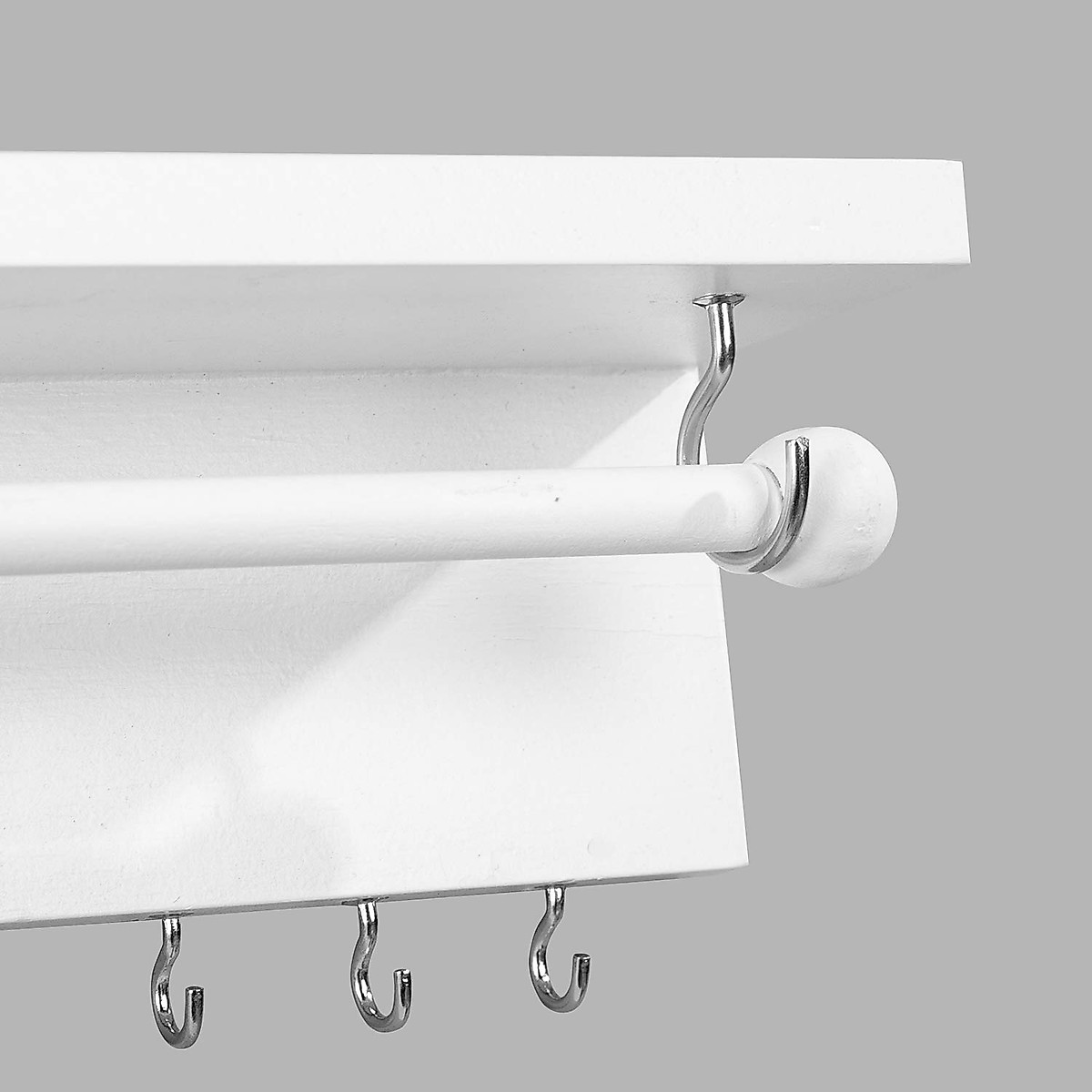 ZGZD White Hanging Jewelry Organizers with Removable Bracelet Rod, Cosmetics Shelves and 42 Hooks for Necklaces, Bracelets and Accessories, Set of 2