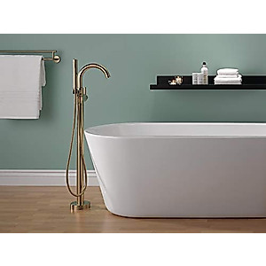 Delta Faucet Trinsic Floor-Mount Freestanding Tub Filler with Hand Held Shower, Champagne Bronze T4759-CZFL (Valve Not Included)