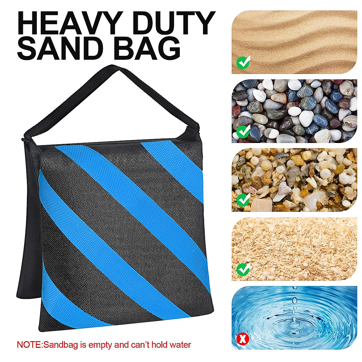 12 Packs Photography Weight Bags Photo Studio Filled Weight Bag Empty Heavy Sandbag Set for Photography Tripod Stand Light Stand Sports Outdoor Photo Video Studio Boom Brackets (Blue, Black)