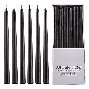 Unscented Black Taper Candles for Home – 10 Inch Tall Clean Burning Candlesticks | Perfect for Weddings, Parties, Home Décor | 12 Pack