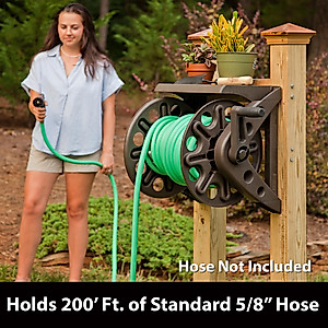 Liberty Basics 512 Wall Mounted Hose Reel with Shelf, Bronze