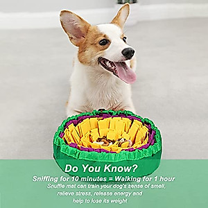 Vivifying Snuffle Mat for Dogs, Enrichment Dog Puzzle Toys for Slow Eating and Keep Busy, Adjustable Dog Sniff Mat Encourages Natural Foraging Skills and Mental Stimulation(Yellow Purple)
