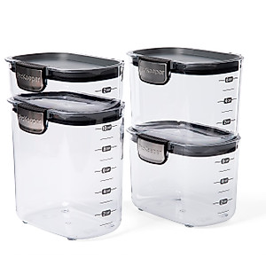 Progressive International ProKeeper+ 4-Piece Clear Plastic Modular Airtight Pantry Food/Snack Kitchen Storage Organization Container Canister Set (PKS-4PC (4-Piece Set))