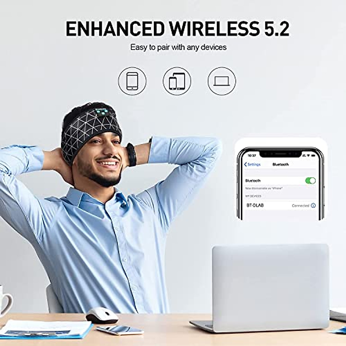 ASMRBAND Sleep Headphones Sports Headband, Adjustable Soft Sleep Headphones Headband,Long Time Play Headphone Band with Built in Speakers Perfect for Sleep,Workout,Running,Yoga,Travel,Insomnia