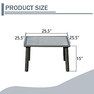 Domi Outdoor Chairs Set of 2 with Side Table, All-Weather Modern Plastic Metal Dining Chairs Patio Furniture with Arms & Removable Gray Cushions for for Balcony, Backyard, Pool, Porch