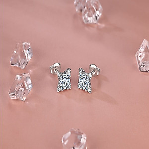 Reapuson Moissanite Stud Earrings D Color VVS1 Clear Round Lab Created Moissanite Earrings 18K Gold Plated 925 Sterling Silver Stud Hypoallergenic Flat Back Earrings for Men Women