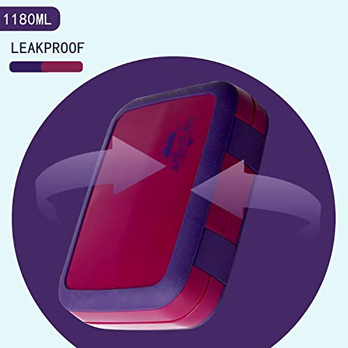 Leak-Proof Bento-Style Lunch Box for Kids, Removable Divider for 4 Compartments - Perfect for Ages 5 to 9, Microwave/Dishwasher Safe, BPA-Free & Sustainable (purplish red)