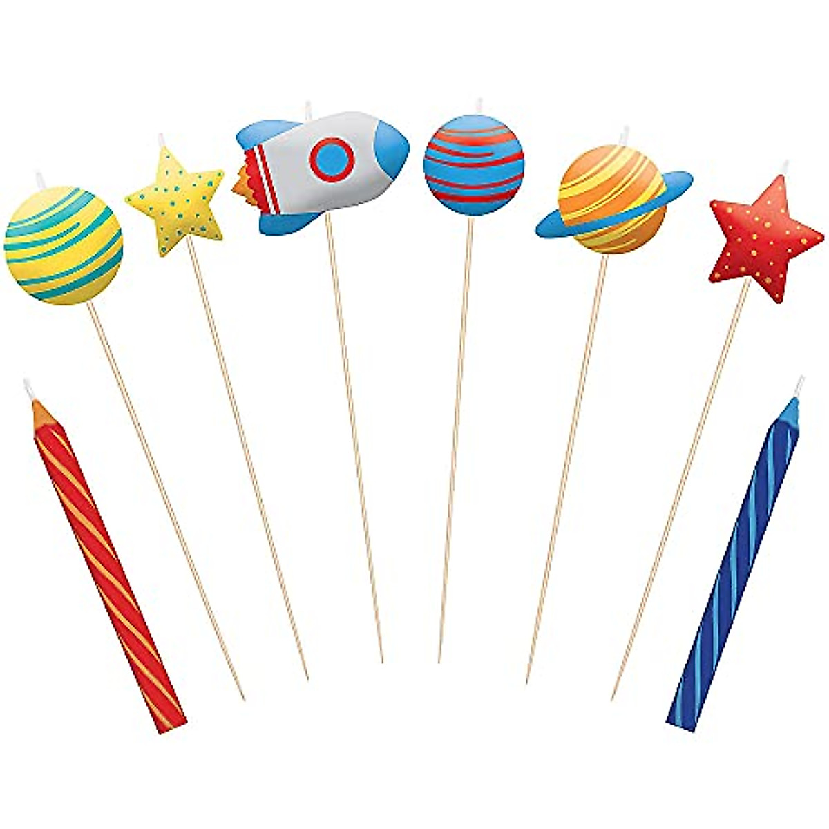 Blast Off Birthday Candle Mix - Multicolor, 8 Pcs