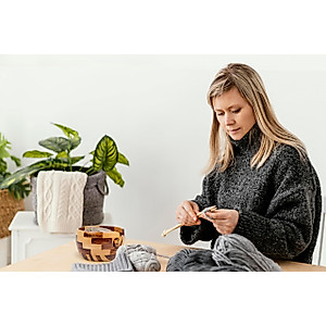 Nagina International Mixed Premium Yarn Storage Bowl For Yarn Balls & Skeins | Crochet & Knitting Bowls Made Out OF Turmeric & Rosewood | Knitter's Gift & Notions (Medium)