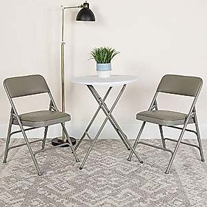 Flash Furniture 4 Pack HERCULES Series Curved Triple Braced & Double Hinged Gray Vinyl Metal Folding Chair