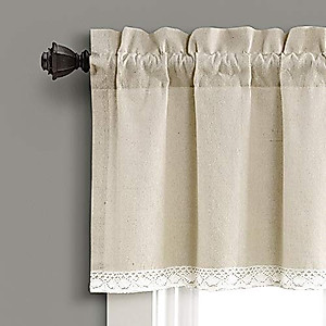 Lush Decor Linen Lace Window Curtain Valance Dark, 18" x 52" + 2" Header