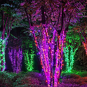 Dazzle Bright 2 Pack Halloween Mini String Lights, 50 LED 16FT Waterproof Battery Operated Fairy Lights, 8 Modes Halloween Decorations for Indoor Outdoor Party Garden Decor (Purple & Orange)