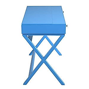 AVGVLIJ Lift Desk with 2 Drawer Storage, Computer Desk with Lift Table Top, Adjustable Height Home Study Writing Table Desk for Office, Home, Living Room (Blue)