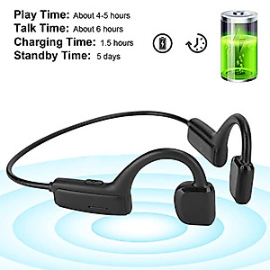Bone Conduction Headphones, Open Ear Wireless Bluetooth 5.1 Earbuds Stereo Sport Waterproof Sweatproof Earphone Conducting Headset Exercise Gym Workout Running Hiking Driving Cycling Running Climbing