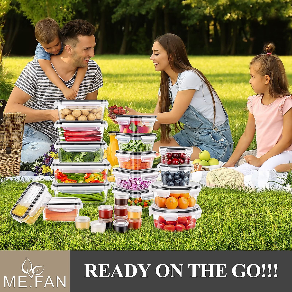 52 PCS Food Storage Containers with Lids By ME.FAN, Airtight Plastic Food Containers for Pantry & Kitchen Storage Organization(26 Containers + 26 Lids) Lunch Containers, Meal Prep containers with Labels & Marker